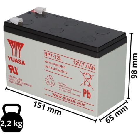 Yuasa Blei-Akku NP7-12L Pb 12V 7Ah VdS, Faston 6,3mm