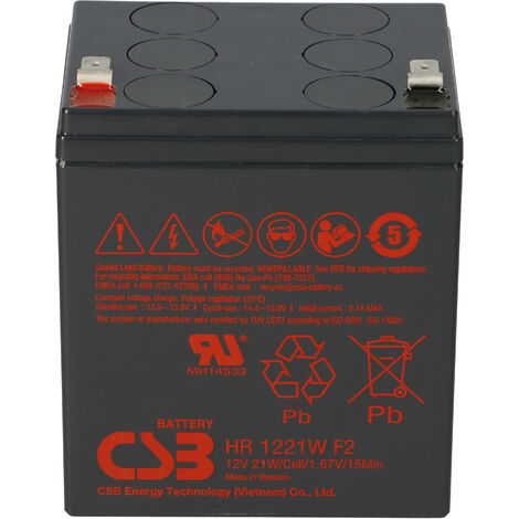 CSB Bleiakku 12V 5Ah HR 1221W F2 12V 21W 1,67V/15Min Hochstrom AGM Blei