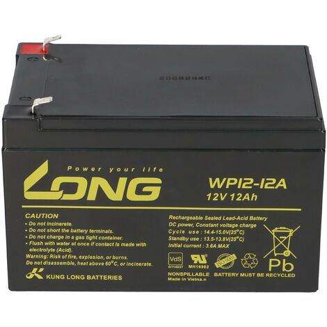 Kung Long VdS WP12-12 F1 4,8mm 12V 12Ah AGM Blei Accu Batterie wartungsfrei