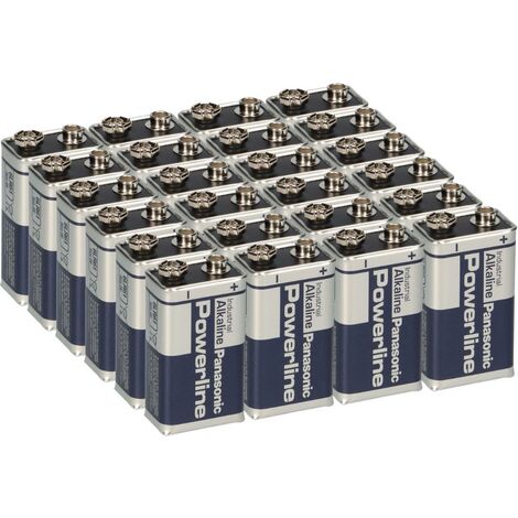 24x Panasonic 6LR61 Powerline 9V-Block E-Block Alkaline Industrial ...