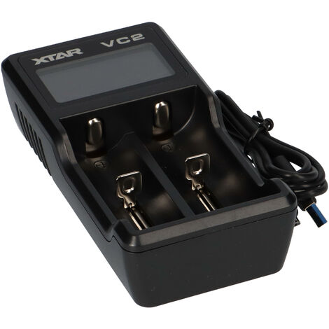 SET VC2 2-Schacht Lithium USB-Ladegerät + 4x VTC5 18650 in Box