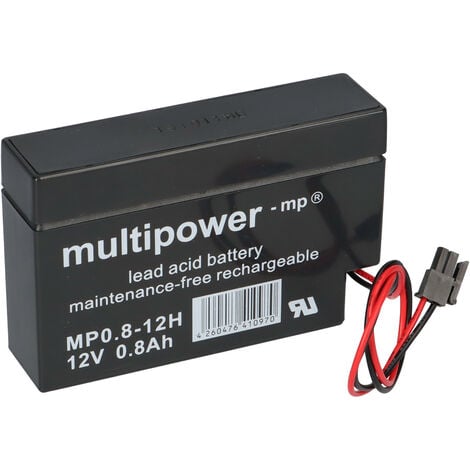 6x Multipower Blei-Akku MP0,8-12H Pb 12V 0,8Ah Heim und Haus Stecker Rollladen