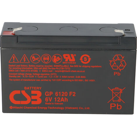 CSB Bleiakku 6V 12Ah GP6120F2 Hitachi wartungsfrei AGM Bleibatterie