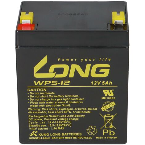 Kung Long Blei Akku 12V 5Ah WP5-12 Faston 4,8mm