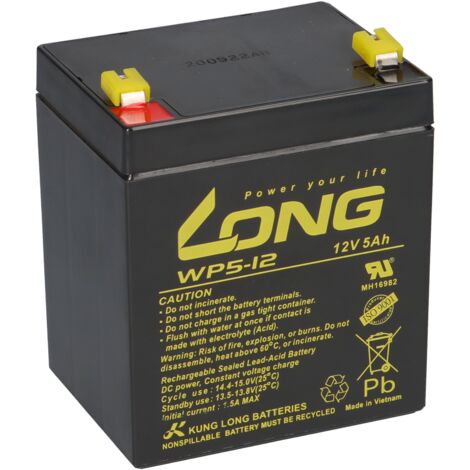 Kung Long Blei Akku 12V 5Ah WP5-12 Faston 4,8mm
