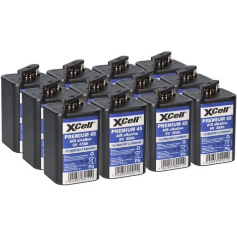 12x 4R25 XCell Premium 45 Blockbatterie 6V 45Ah für Baustellenlampe