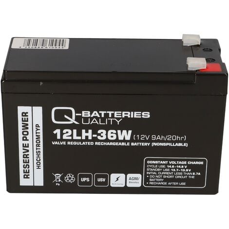 Q-Batteries 12LH-36W 12V 9Ah Blei-Vlies-Akku AGM VRLA Hochstrom USV