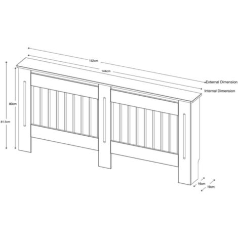 Furneo Modern High Gloss White Radiator Cover Large