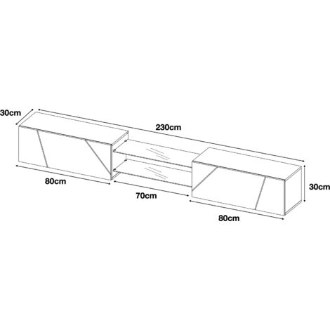 Furneo White Floating TV Unit High Gloss Matt Living Room Set Display ...