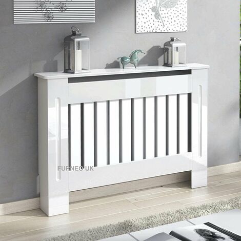 Furneo Modern High Gloss White Radiator Cover Medium