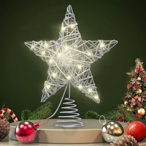 Topper de Sapin de Noël, 12 lumières LED Star Glitter Toppers ...