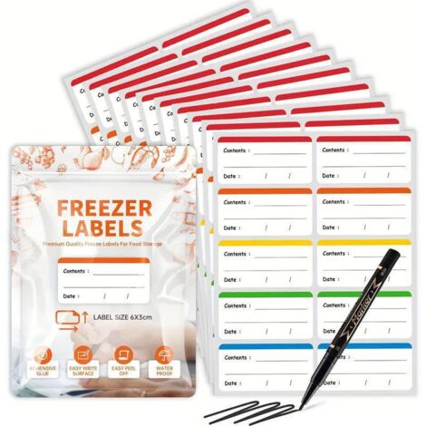 Lot de 100 étiquettes de congélation faciles à décoller – Étiquettes ...