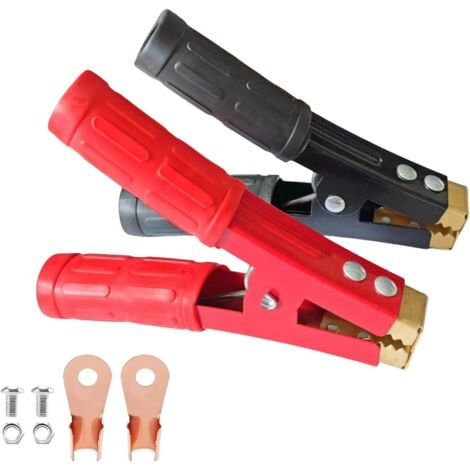 Lot de 2 pinces crocodiles pour batterie de voiture - En cuivre pur - Pour batteries de voiture ...