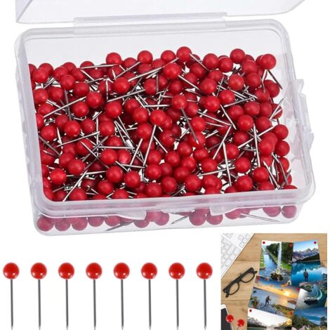 Lot de 400 punaises rouges pour tableau d'affichage, carte du monde ...