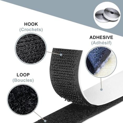 5 Mètres Scratch Autocollant Extra Fort Noir Double Face Bande Scotch ...