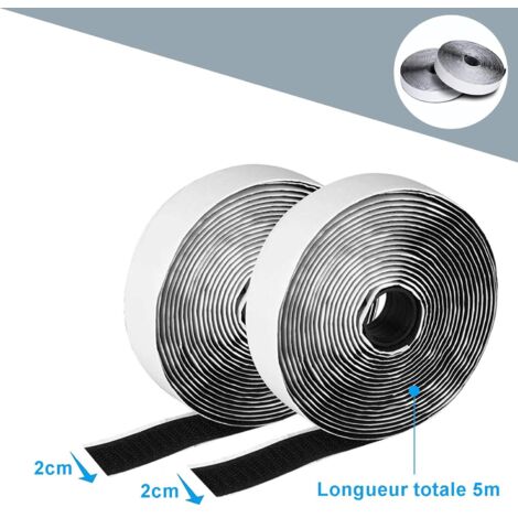 5 Mètres Scratch Autocollant Extra Fort Noir Double Face Bande Scotch ...