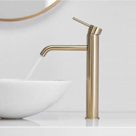 Robinet de lavabo haut dore design moderne pour vasque a poser de bain ...