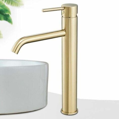 Robinet de lavabo haut dore design moderne pour vasque a poser de bain ...