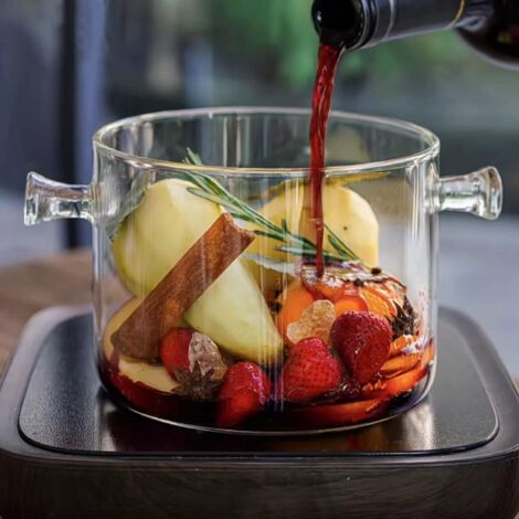 1.5L Pot De Cuisson en Verre, Pot en Verre pour Cuisine, Mini Cocotte ...