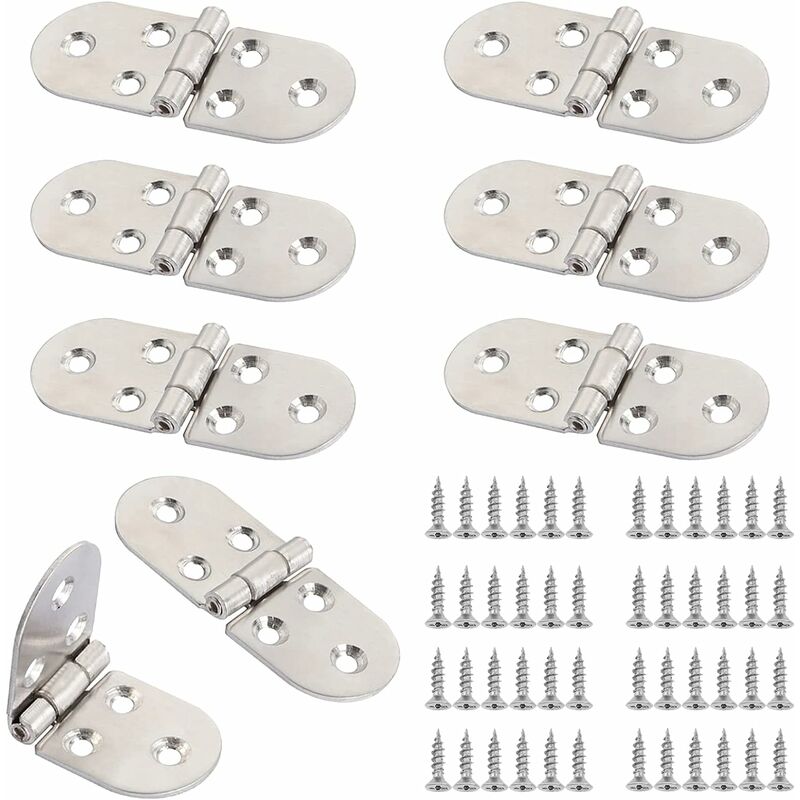 Möbelgångjärn, 8 st gångjärn i rostfritt stål, fällbara gångjärn, rostfria gångjärn och skruvar ...