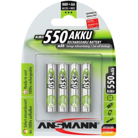 Ansmann 4x Batterie ricaricabili mini stilo AAA - 550 mAh 1,2 V