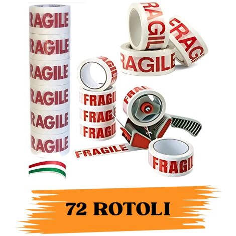 Nastro Adesivo Imballaggio FRAGILE 48mmx66m 72 Rotoli Scotch EcoPrice®