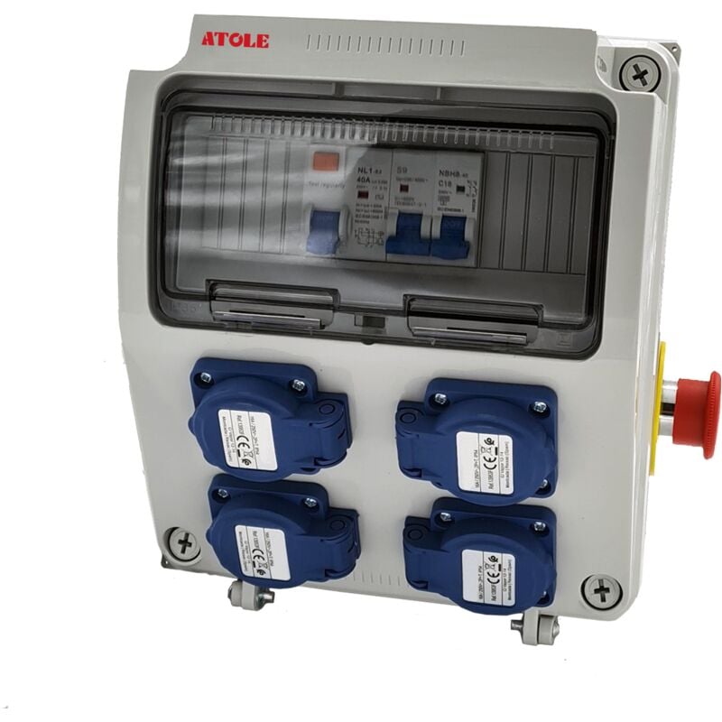 Coffret de chantier monophasé - 4 prises NF 2P+T - 50hZ - 16A NF - 250V - 9 modules
