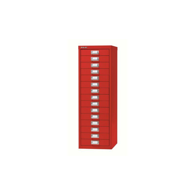 Bisley 15 Drawer A4 Filing Cabinet - Red