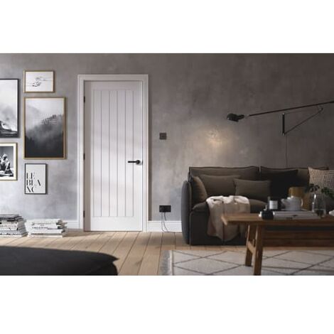 Geneva Cottage White Primed Solid Core Door - 1981 x 686mm