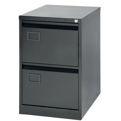 Bisley 2 Drawer Foolscap Filing Cabinet - All Black