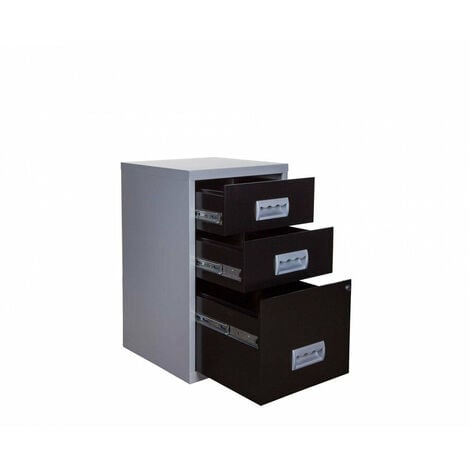 Pierre Henry 3 Drawer A4 Filing Cabinet – Silver/Black