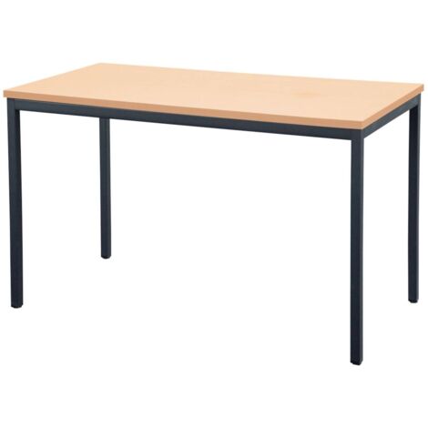 Rectangular Table with Beech Coloured MFC & Aluminium Top and Black ...