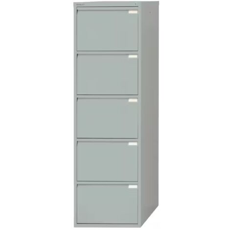 Bisley Filing Cabinet with 5 Lockable Drawers - Goose Grey