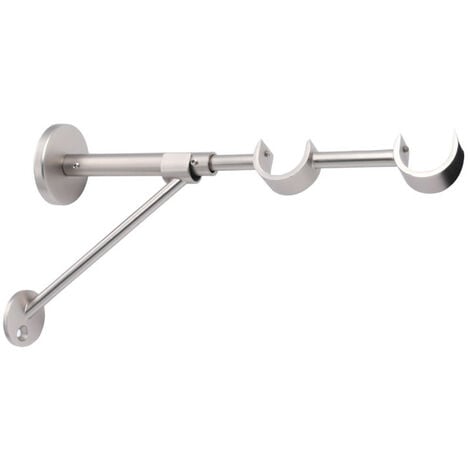 2 Supports pour Tringle à Rideaux, Gris, Support Mural avec Jambe de Force, Double Tringle ...