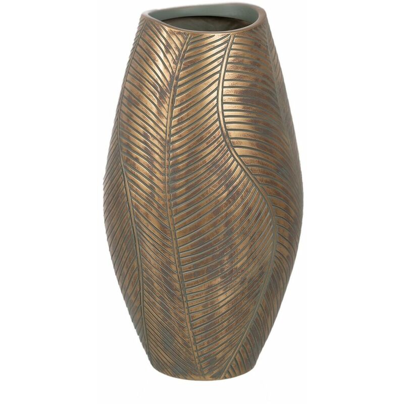 Jarrón Verde Dorado Poliresina 22 x 22 x 40 cm