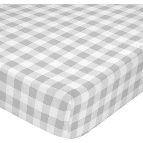 Sábana Bajera Ajustable HappyFriday Basic Kids Gris 90 x 200 x 32 cm Vichy