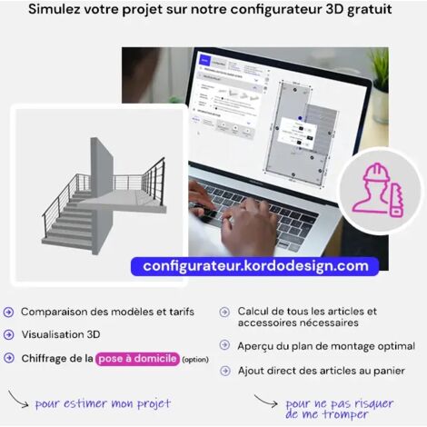 INOLINE – Kit garde-corps 2m en aluminium latérale Gris alu avec main ...
