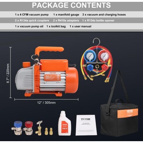 VEVOR Kit Pompa a Vuoto Monostadio per Aria Condizionata di Automobili ...