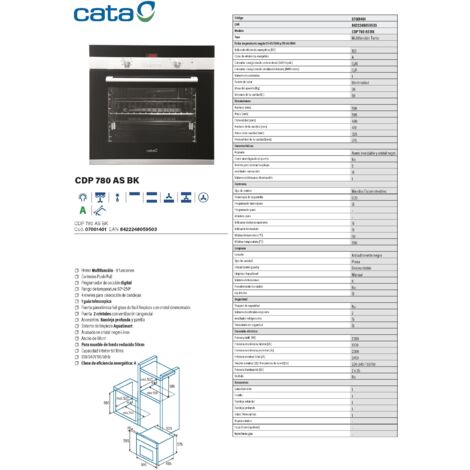 Cata CDP 780 AS BK - Horno Multifuncion Negro Fondo Reducido