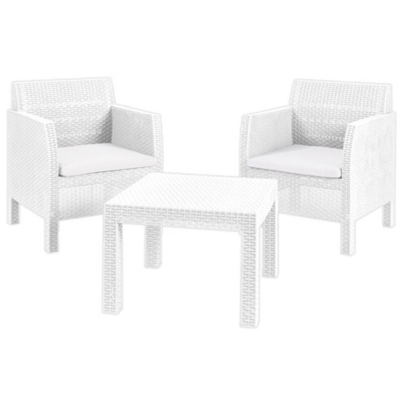 Ensemble de salon de jardin 2 places en résine effet rotin – Fauteuils ...