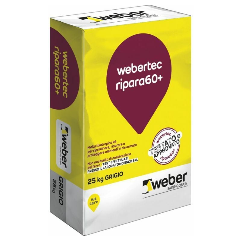 Webertec ripara60+ malta tixotropica grigio sacco kg 25