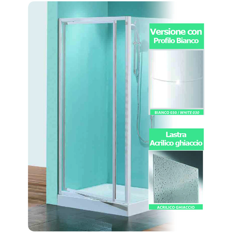 Porta doccia girevole tris g 80 lastra acrilico profilo bianco