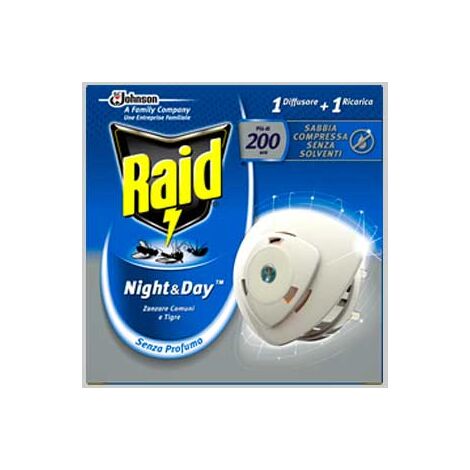 Raid diffusore antizanzare night & day base + 1 ricarica