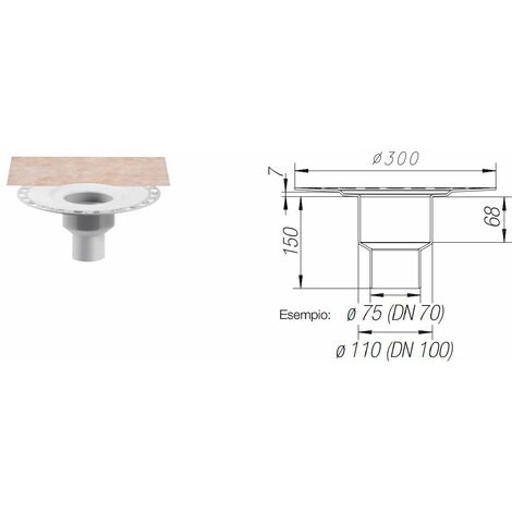 Kerdi Drain Set Scarico Vert. Dn70 Senza Sifone