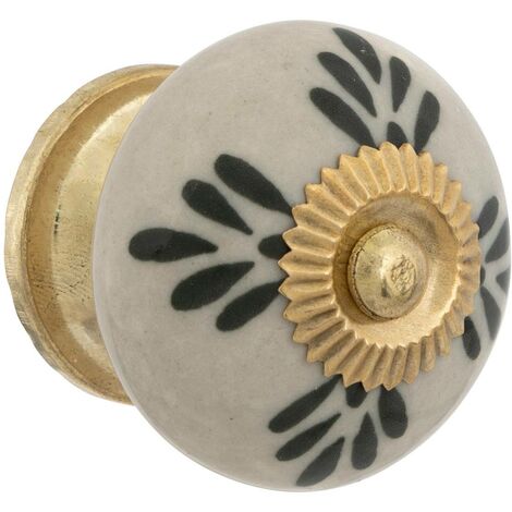 2 x pomelli dayana in ceramica e ottone d3,8cm bianco - Atmosphera ...