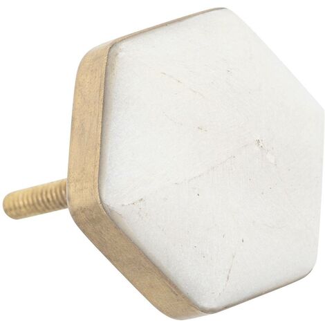 Pomelli per mobili x2 in marmo e ottone d4,2cm bianco - Atmosphera ...