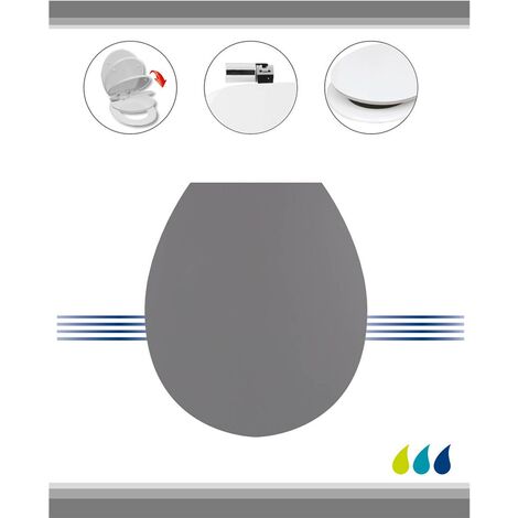Sedile wc mdf 18 pollici uni fasteners abs cromo anticaduta - grigio ...