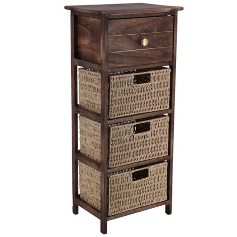 Mobile in paulownia mdf 1 cassetto con pomello dorato e 3 cestini per ...