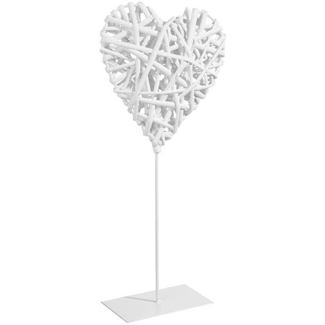 Cuore in vimini e metallo H37cm - Bianco - Atmosphera créateur d'intérieur