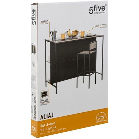 Isola bar aliaj con contenitore in effetto rovere naturale - 5five